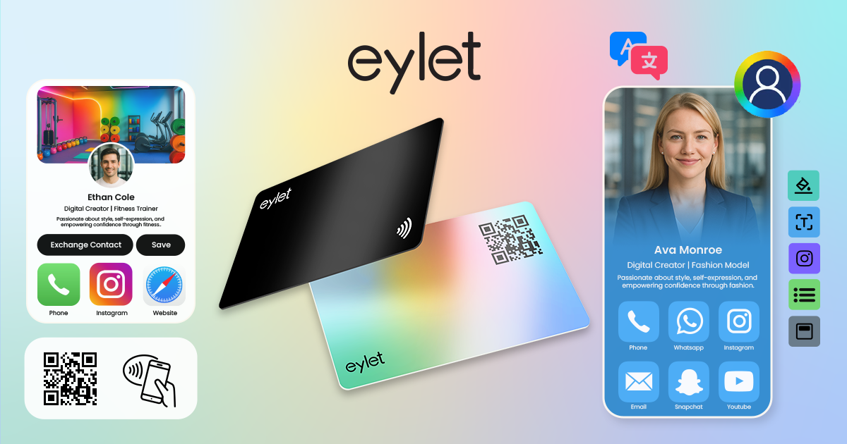 eylet 5 Pack Prism Digital Business Cards No Subscriptions, No App Fees